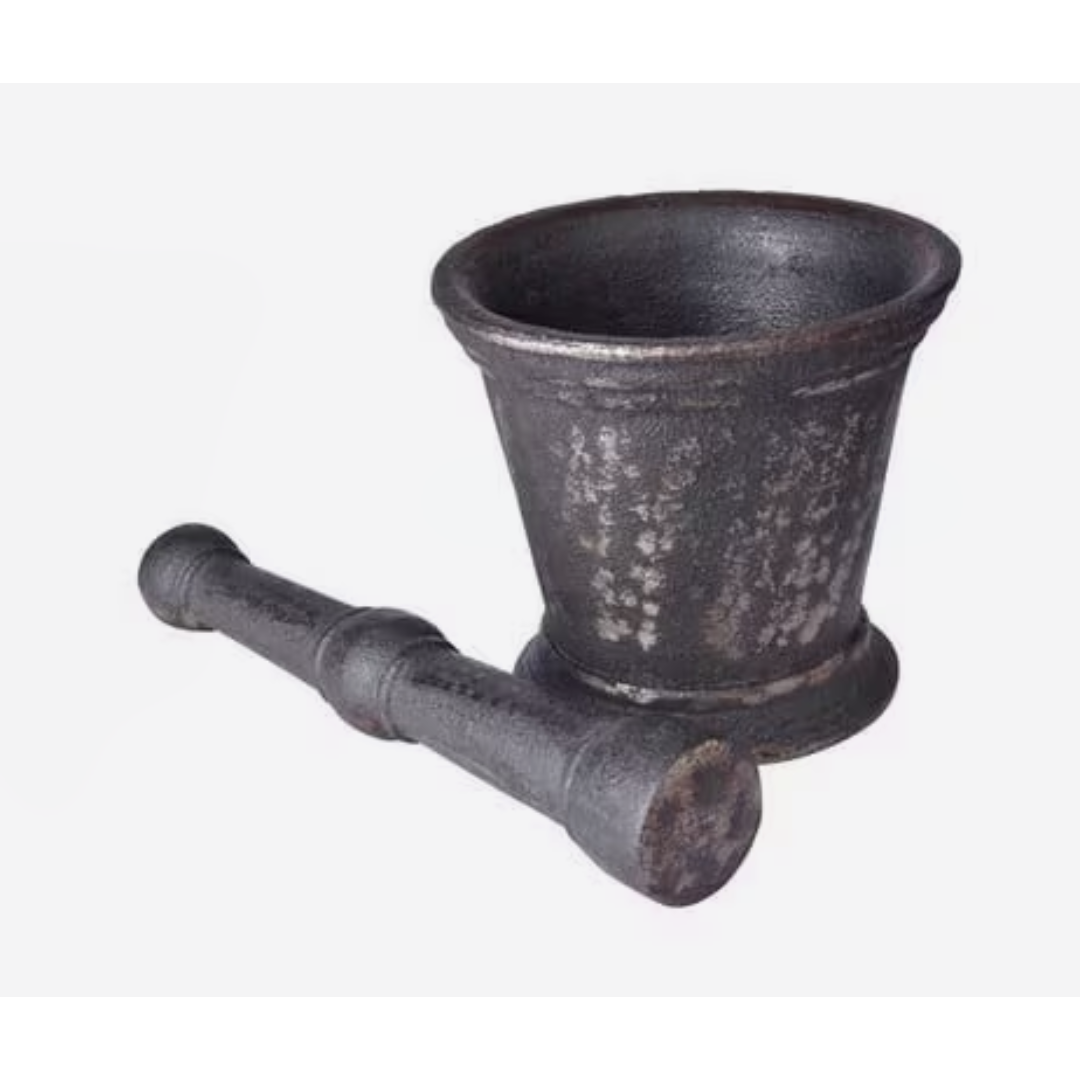 Cast-Iron Mortar & Pestle | Silbatta |Spice, Medicine Grinder Masher ...