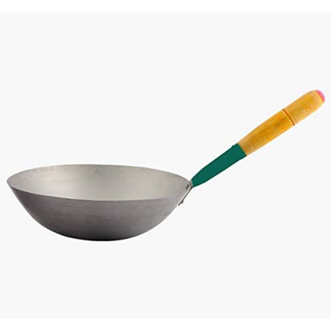 Chinese Iron Kadai / Fried Rice Pan with Wooden Handle – Santhi Metal eShop